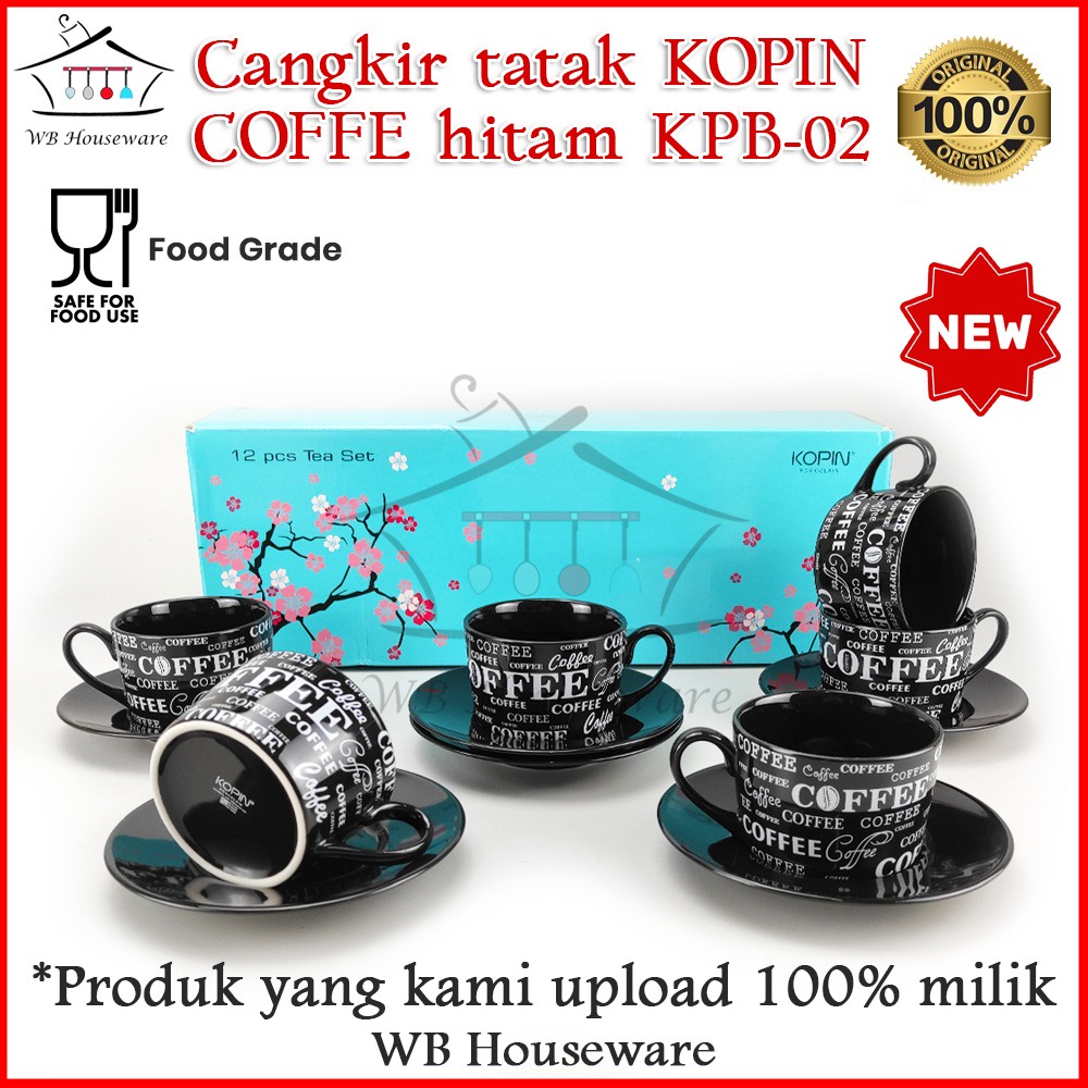 Jual cangkir motif kopi full print 180ml 6 pasang / coffee tea set KPB ...