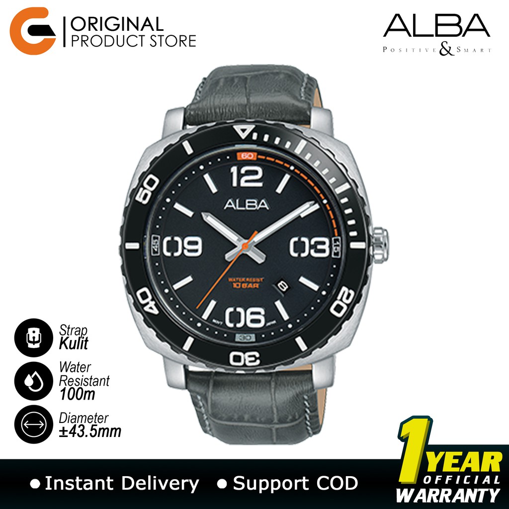 Jual Promo Ramadan ALBA Jam Tangan Pria AG8H97X1 Tali Kulit Case ...