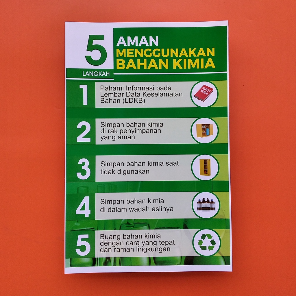 Jual Poster 5 Langkah Aman Menggunakan Baha Kimia | Poster K3 | Poster ...