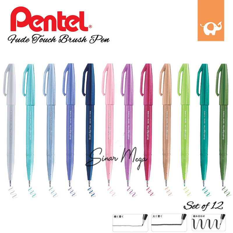Jual NEW Pentel Touch Brush Sign Pen Soft Color Colouring Kuas Spidol ...