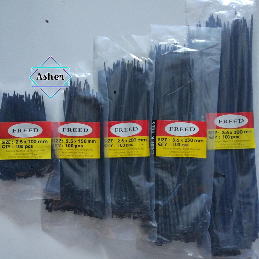 Jual KABEL TIES HITAM PANJANG SIZE NYLON CABLE TIE 100PCS TIS TALI ...