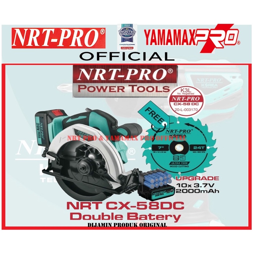 Jual NRT-PRO CX58DC Circular Saw Cordless 7 Inch Baterai Gergaji ...
