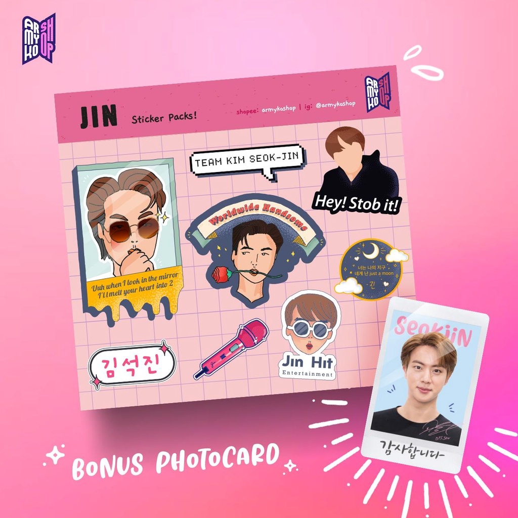 Jual Sticker Pack Jin / Kim Seokjin / BTS | Shopee Indonesia