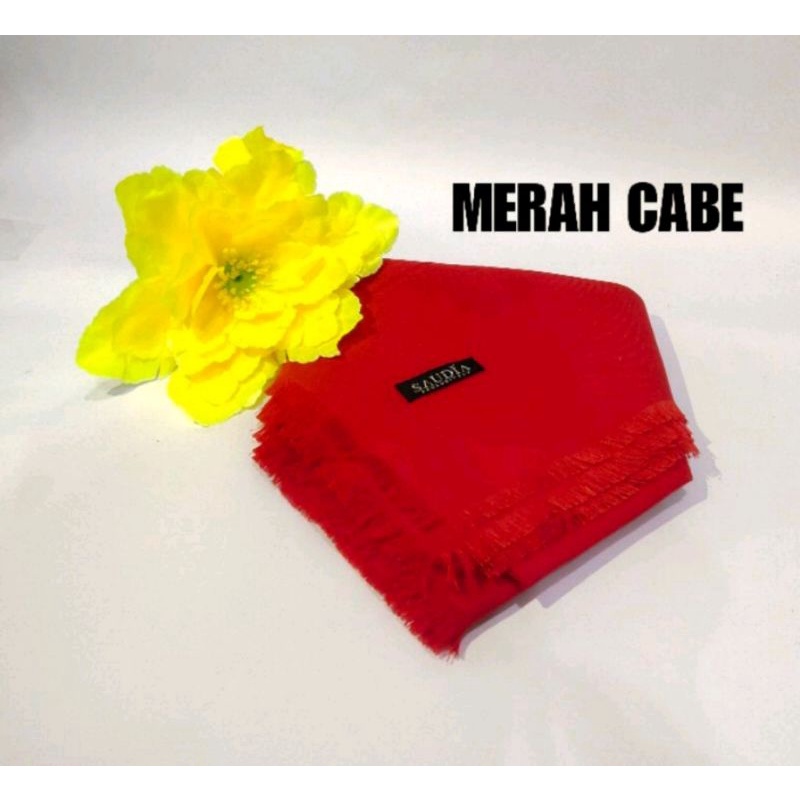 Jual Jilbab segi empat merah cabe saudia exclusive | Shopee Indonesia
