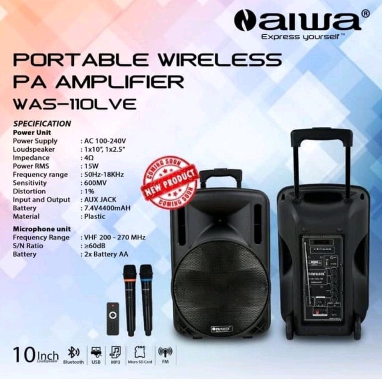 Jual speaker portable meeting aiwa was 110lve bluetooth original 10 ...