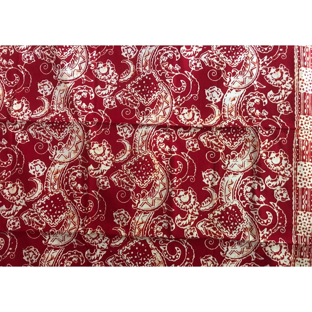 Jual Batik Kontemporer Motif Sulur Bunga Merah (Cap) | Shopee Indonesia