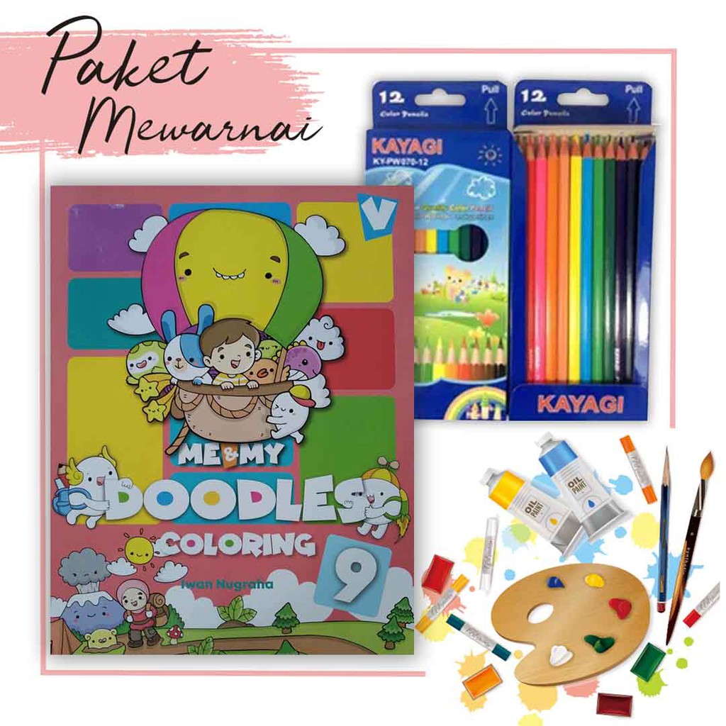 Paket Coloring Book Free Pensil Warna 8 | pgmall