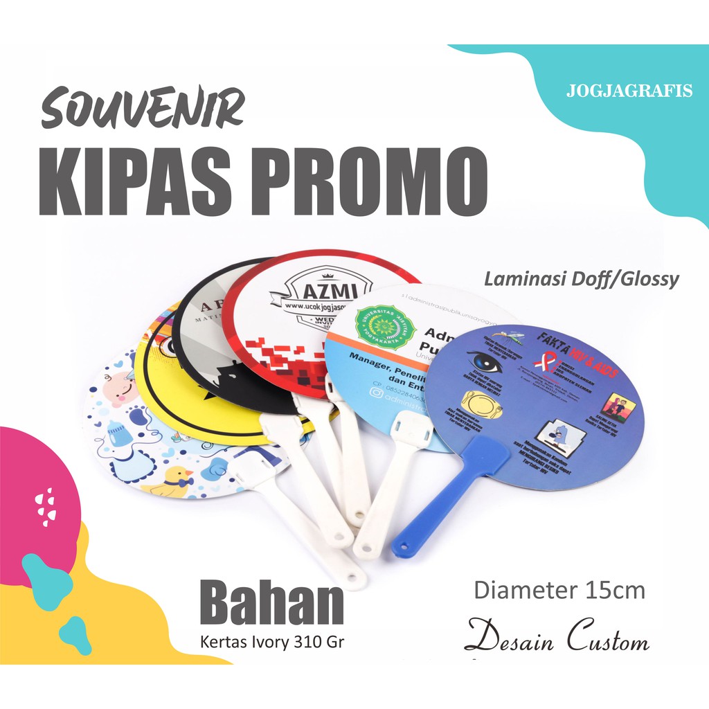 Jual Souvenir Kipas Promo Bulat Laminasi doff/glossy Free Custom Desain ...