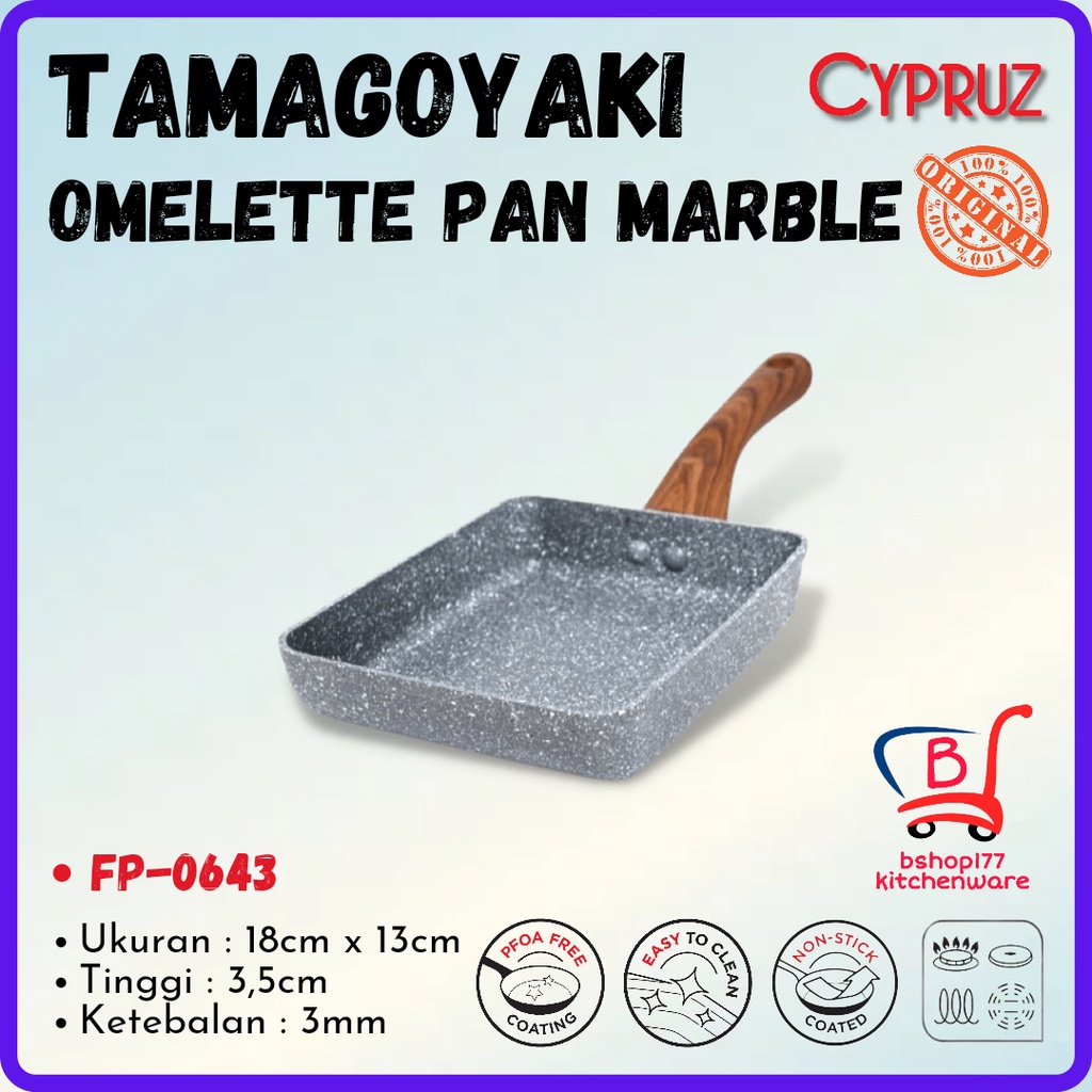 Jual Cypruz Wajan Anti Lengket Omelette Pan Marble Induksi Tamagoyaki Pan FP-0643 | Shopee Indonesia