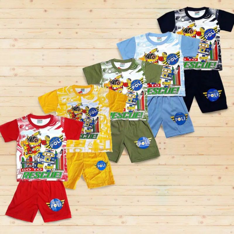 Jual Baju rumah santai anak setelan gambar ROBOCAR POLI | Shopee Indonesia