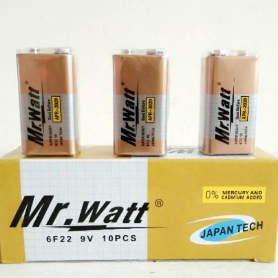 Jual Baterai 9v MRWATT ( HI-Watt ) Battery 9 Volt Batu Batere Batre ...