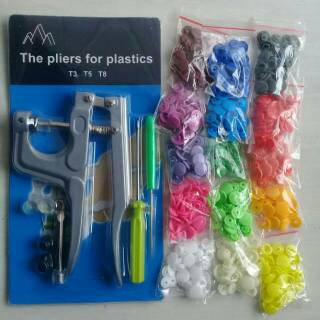 Jual Alat pasang + 150 set kancing T5 12mm kancing plastic snap button ...