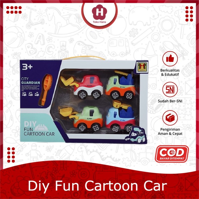 Jual MAINAN ANAK MOBIL MOBILAN KONTRUKSI DIY FUN CARTOON CAR CITY 4PCS ...