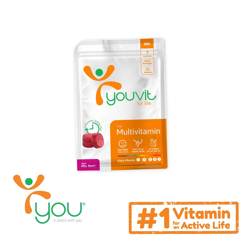 Jual Youvit Multivitamin Dewasa 1 Sachet 7 Vitamin Gummy Vit C D Zink Superberries | Shopee ...