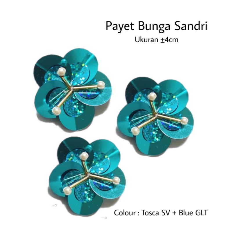 Jual payet bunga rangkai mote kelopak manik APB Sandri tosca SV blue ...