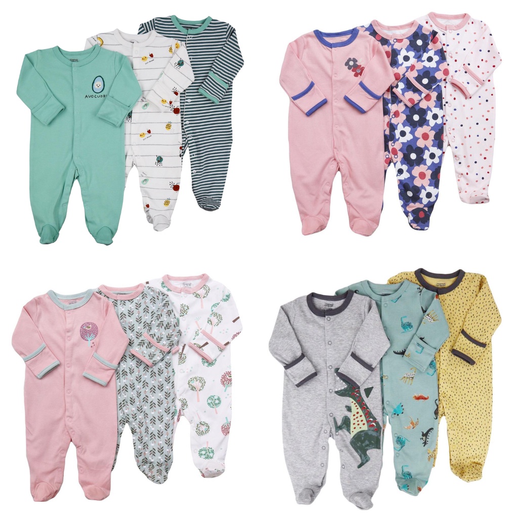 Jual BABYHOORAY - Premium Sleepsuit Bayi 3 PCS 0-12 BULAN / JUMPER ...