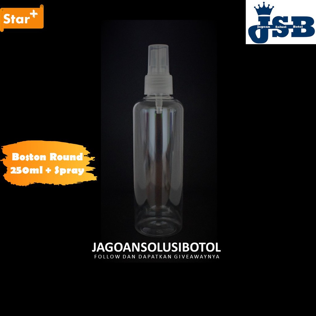 Jual Boston Round 250ml + Spray Mist / Wadah Set / Botol Spray 250ml ...