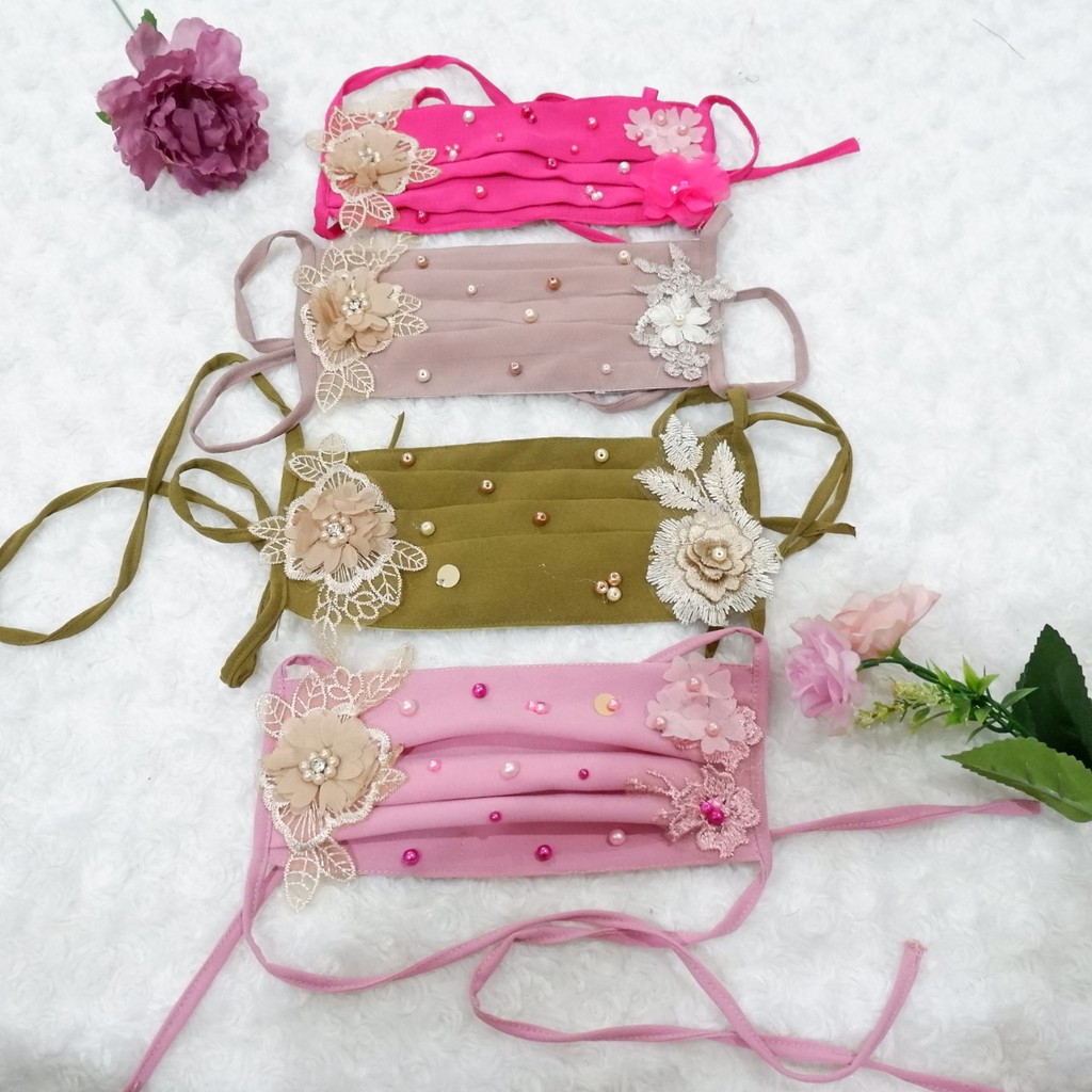 Jual MASKER KAIN CANTIK HIJAB / NON HIJAB / MASKER FASHION 3D / MASKER ...