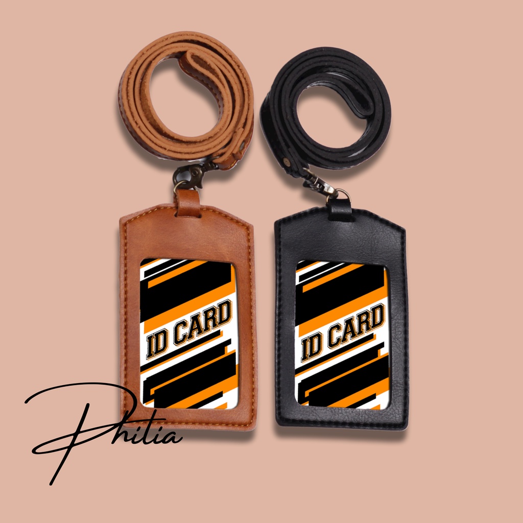 Jual Tempat Name Tag Kulit Polos ID Card Holder Polos Lanyard Kulit ...