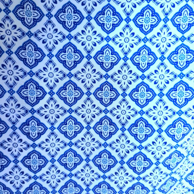 Jual kain batik meteran motif batik kawung biru putih | Shopee Indonesia