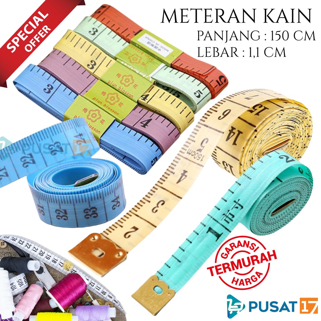 Jual METERAN JAHIT / METERAN KAIN ALAT UKUR MULTIFUNGSI 150CM / METERAN ...