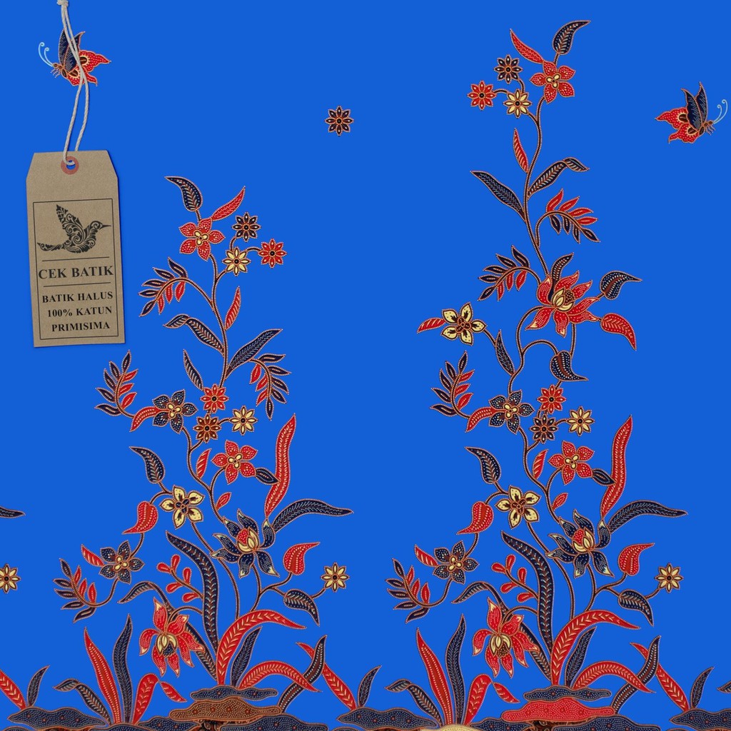 Jual Kain Batik - Motif Nuansa Bunga (Biru) | Shopee Indonesia