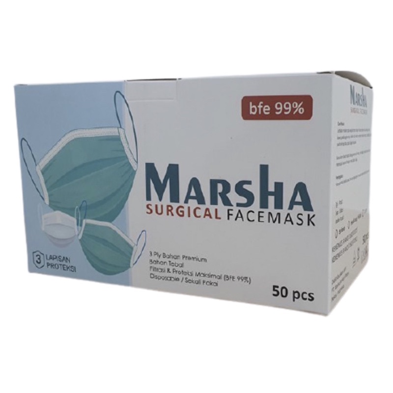 Jual Masker Bedah Medis Marsha Hijab 3 Ply Earloop 1 Box 50pcs ...