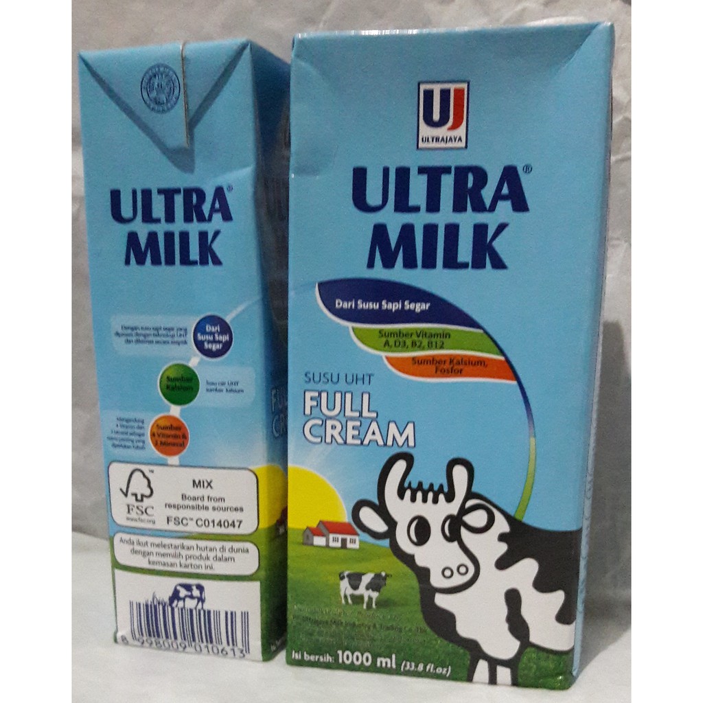 Jual Susu Ultra Milk UHT Full cream 1000ml | Ultra Susu Plain 1000 ml ...