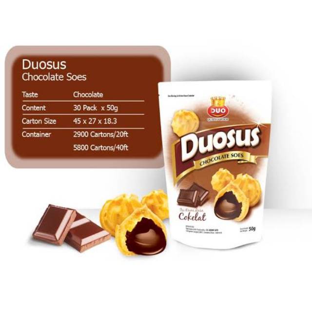 Jual KUE SUS KERING - DUOSUS - CHOCOLATE SOES ISI 35GR | Shopee Indonesia