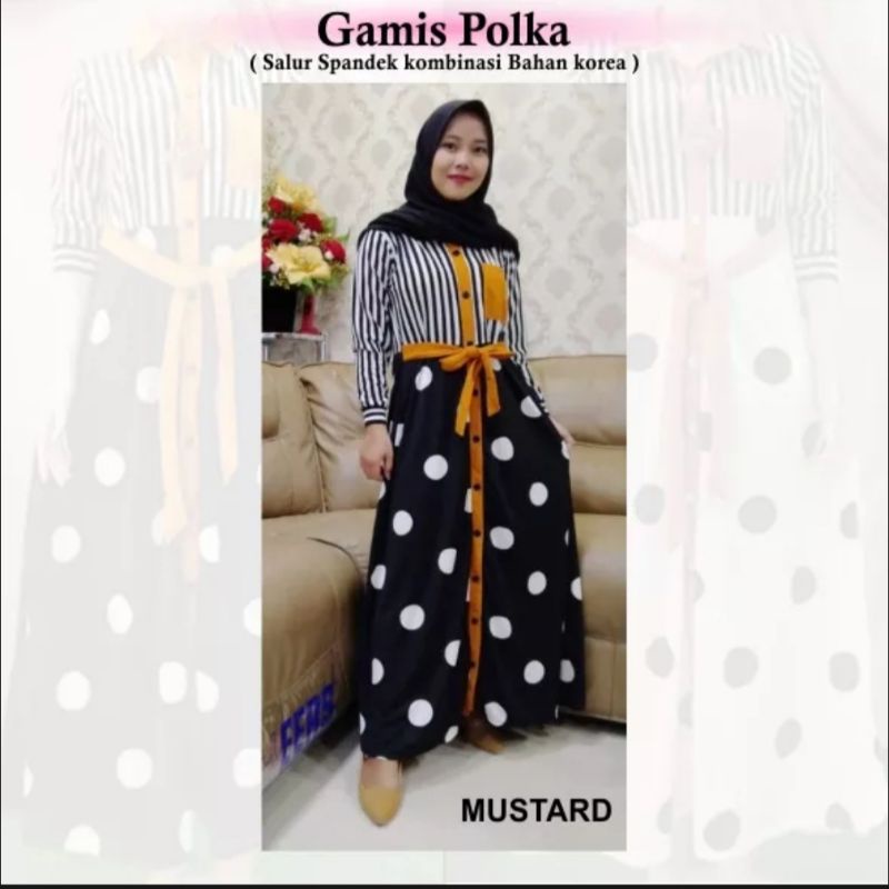 Jual GAMIS BUSUI POLKA ( SALUR SPANDEK KOMBINASI KOREA ) | Shopee Indonesia