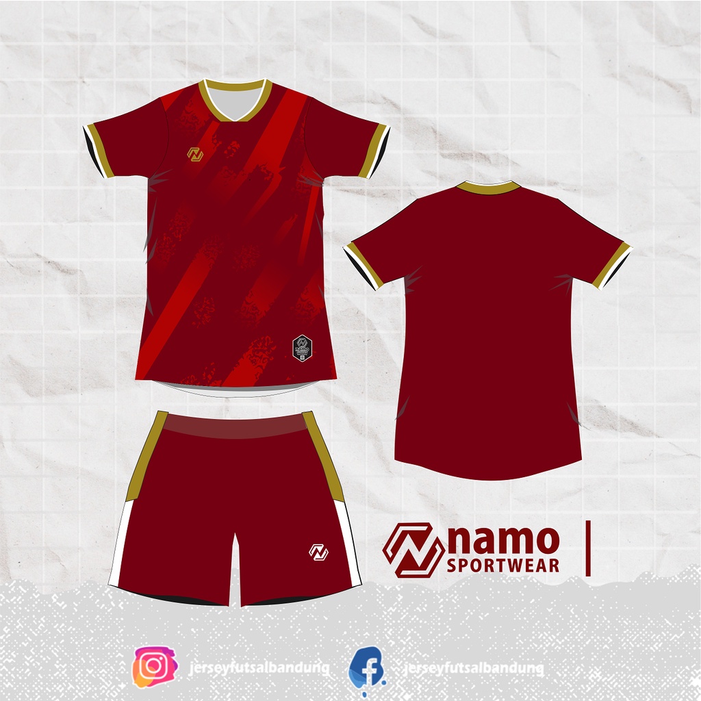 Jual JERSEY BOLA ORIGINAL NAMO FORTUNE RED GOLD JERSEY FUTSAL ORIGINAL ...