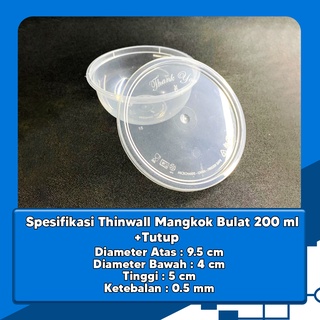Jual Thinwall Mangkok Bulat 200 ml ANTI PECAH Kotak makan isi 25 set PREMIUM | Shopee Indonesia