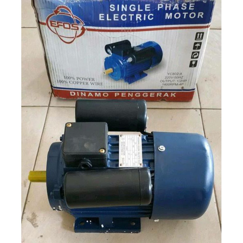 Jual Mesin Dinamo Elektro Motor 1/2 Hp 2850 RPM 0.5 Hp EFOS Indonesia|Shopee Indonesia