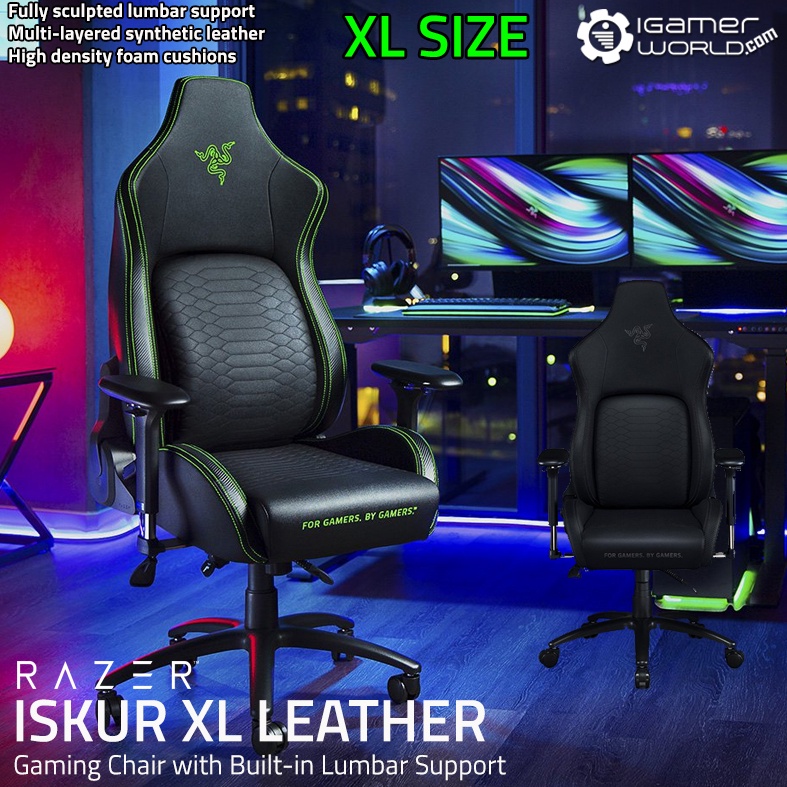 Jual Razer ISKUR XL Leather Gaming Chair with Built-in Lumbar Support ...