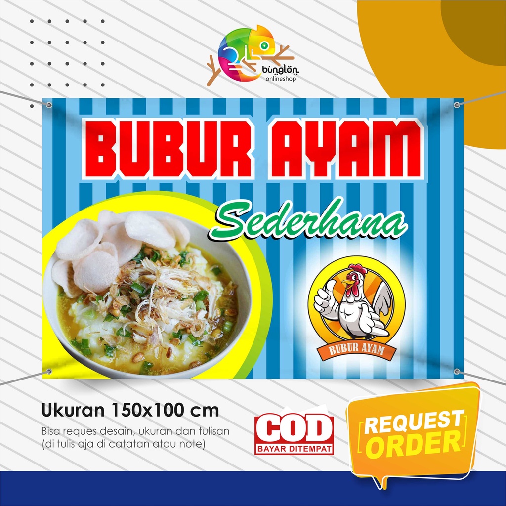 Jual Size 150x100 Cm, Spanduk Banner Bubur Ayam, Model C | Shopee Indonesia