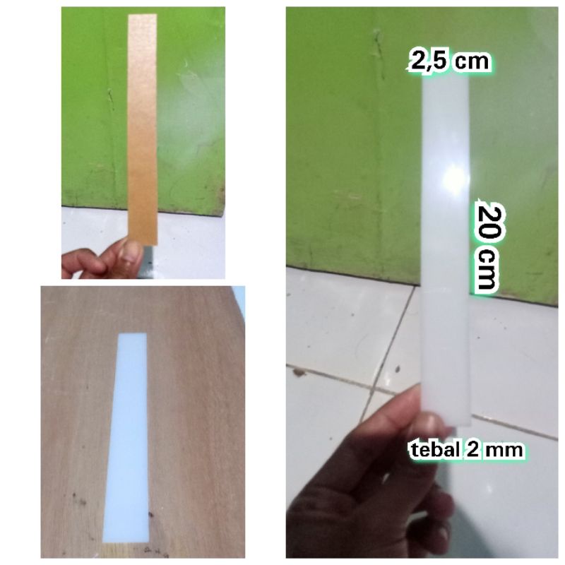 Jual acrylic / akrilik putih susu ukuran 20 x 2,5 cm ( tebal 2mm ...