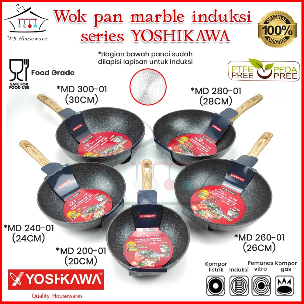 Jual YOSHIKAWA wok pan marble induksi listrik seri MD / panci yoshikawa ...
