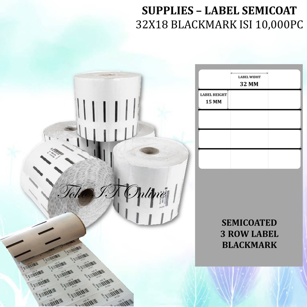 Jual LABEL BARCODE SEMICOAT 32x18 BLACKMARK 3LN CORE 1" INCH ISI 10.000 ...