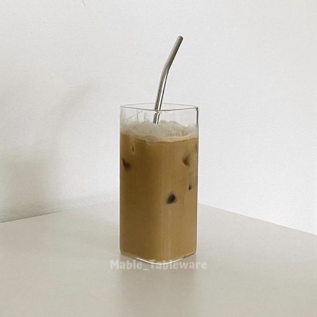 Jual Miso Square Simple Elegant Drinking Glass Aesthetic Korean Glass / Gelas Aesthetic Kaca ...