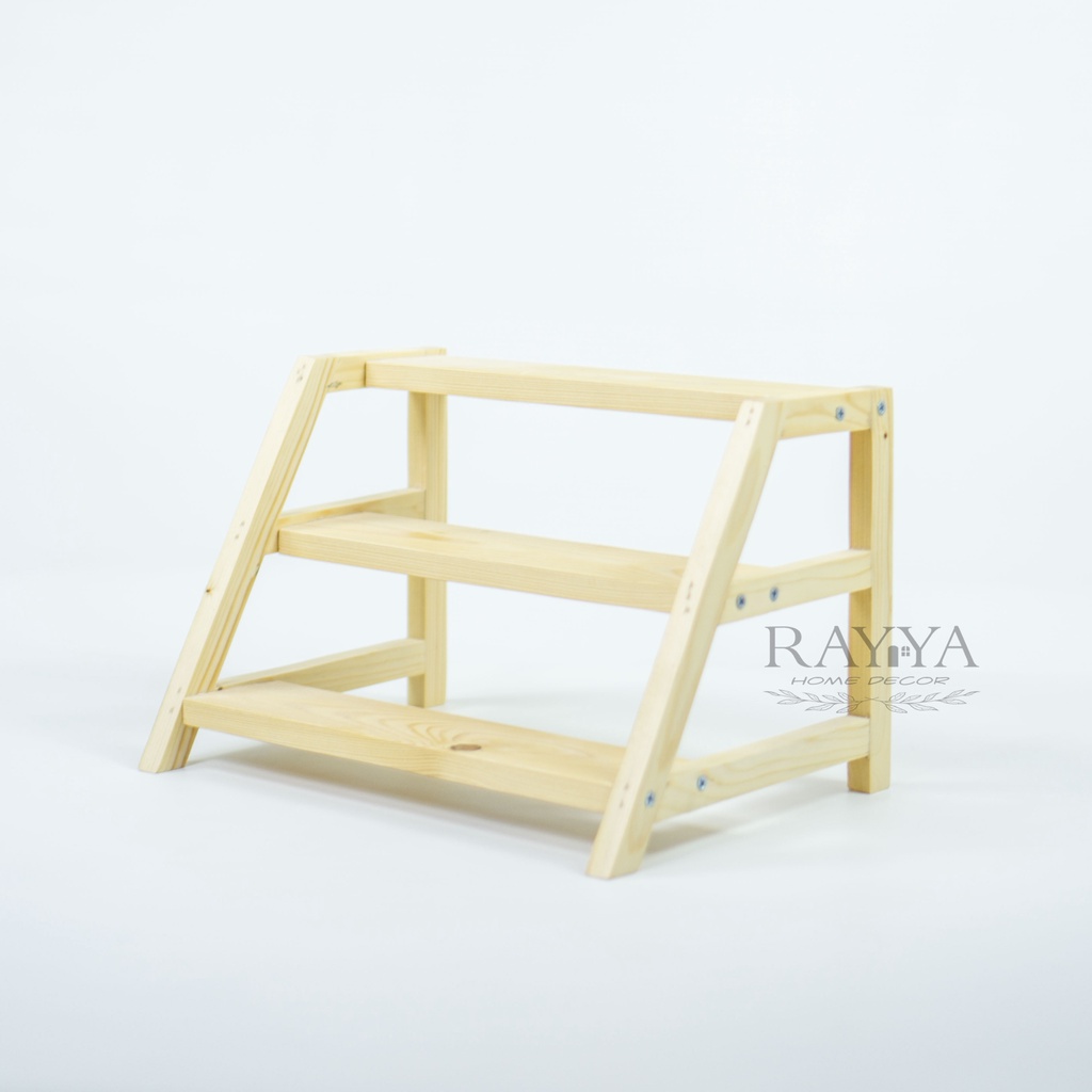 Jual AESTHETIC Rak kayu unik susun 3 tingkat bumbu dapur / rak pawon ...