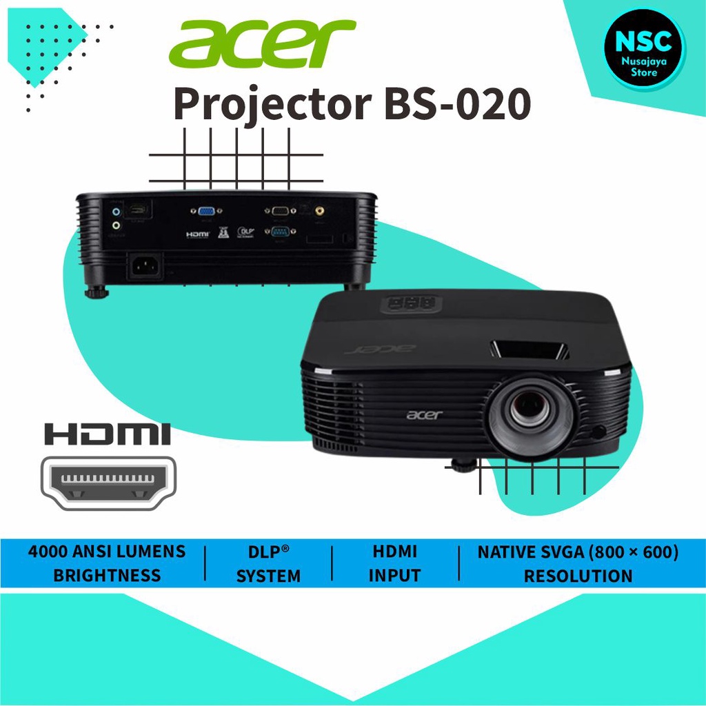 Jual Acer BS-020 Projector [3800 lumens/ SVGA/ DLP] | Shopee Indonesia