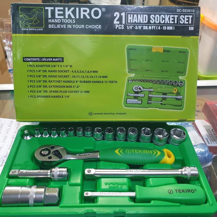 Jual KUNCI SOK SET TEKIRO 21 PCS / SOCKET WRENCH 1/4" - 3/8" TEKIRO 21PCS | Shopee Indonesia