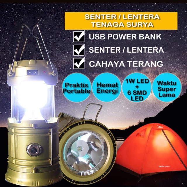 Jual Lampu Tenda Camping Emergency Lampu solar lentera tarik 5800T | Shopee Indonesia