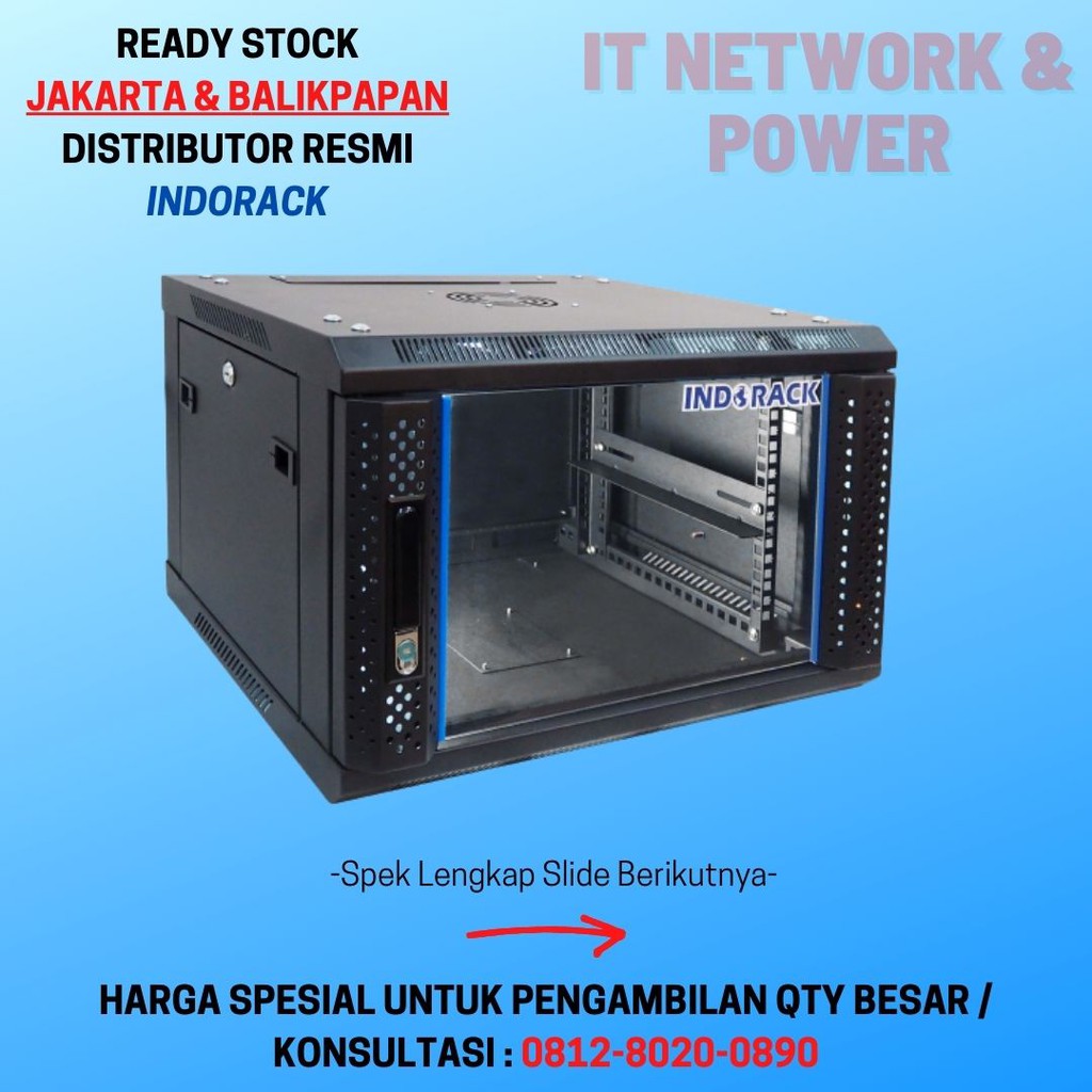 Jual INDORACK WALLMOUNT 8U DEPTH 600MM DOUBLE DOOR - WIR6008D GLASS ...