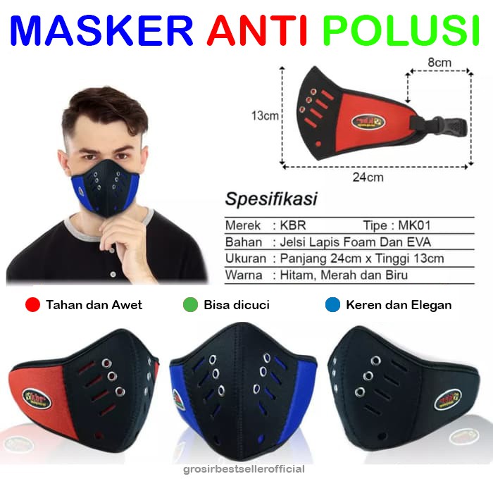 MASKER 3 PLY MASKER MOTOR PRIA MSKER ANTI POLUSI TEBAL MASKER SPORT ...
