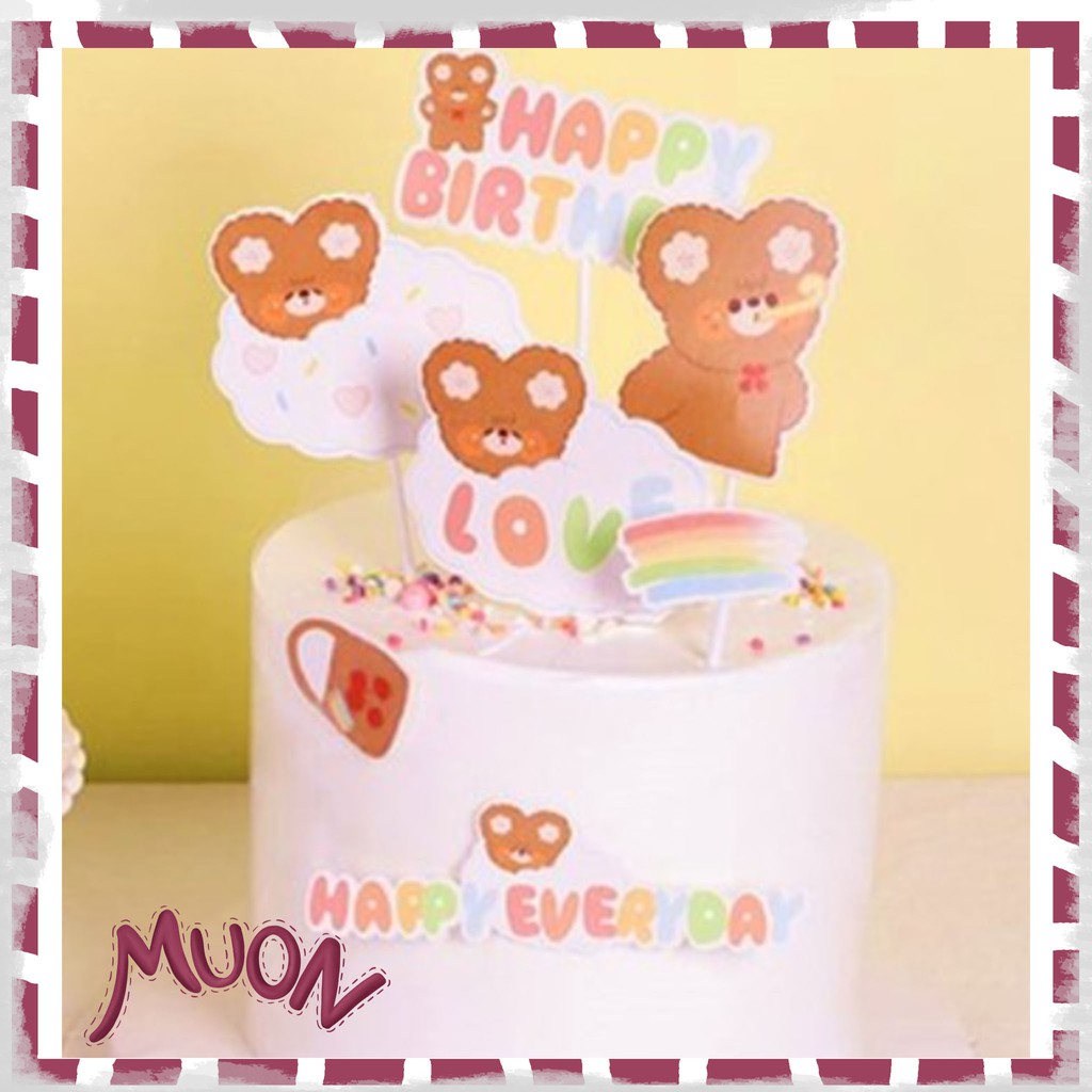 Jual Set Korean Cake Topper Bear Beruang Kartun Lucu Kue Happy Birthday ...