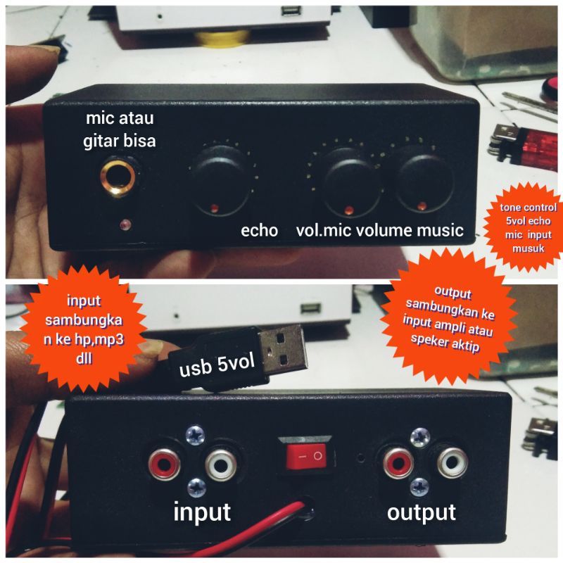Jual tone control 5vol mic,echo plus input music | Shopee Indonesia