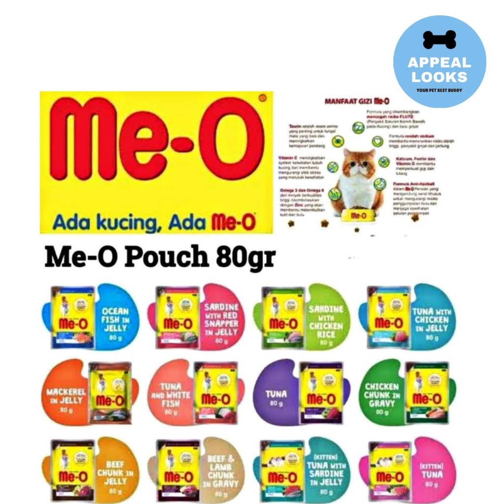 Jual Meo Me-o Pouch sachet adult & kitten 80 gr Makanan Kucing Cat Wet ...