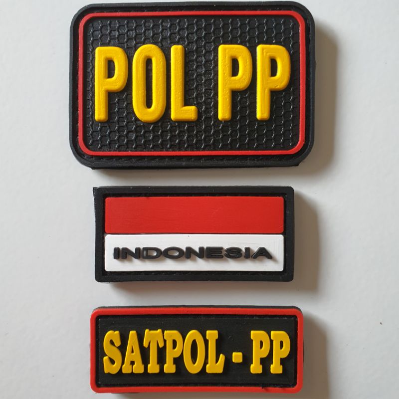 Jual patch rubber satu set logo tulisan pol pp kotak + tulisan satpol ...