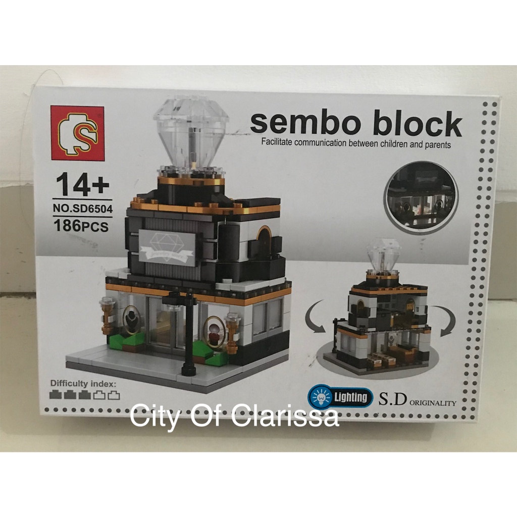 Jual Lego Merk Sembo Block Model Jewelry Shop Led Lighting | Shopee ...